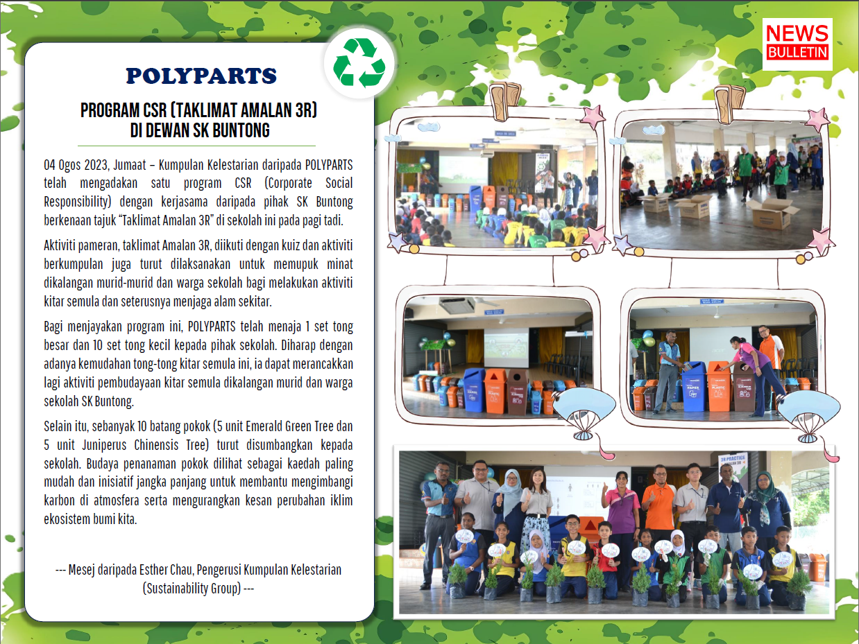 Program CSR[Taklimat Amalan 3R] Di Dewan SK Buntong – Polyparts Sdn. Bhd.
